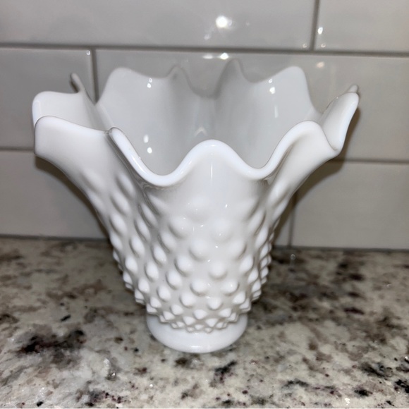 Fenton | Accents | Fenton Hobnail Milk Glass Handkerchief Wave Vase ...